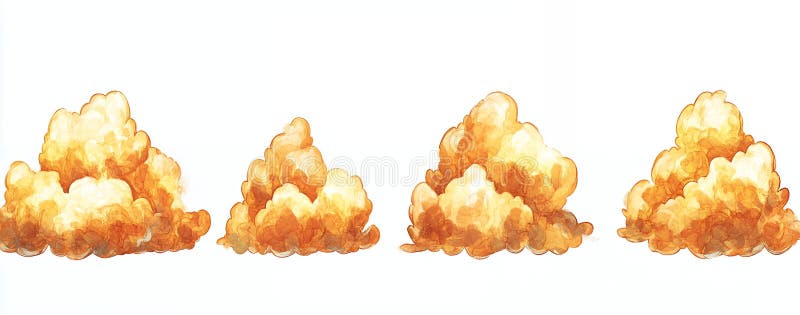 Golden Watercolor Clouds Animation Sequence Design Elements Art Sky ...