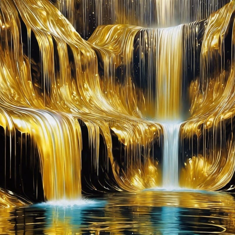 Golden Waterfall, Creative Art Stock Illustration - Illustration of ...