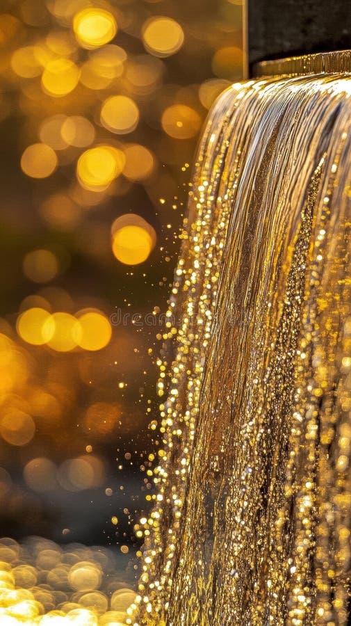 Golden Waterfall, a Symphony of Light and Water Stock Photo - Image of ...