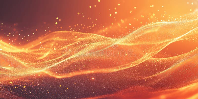 Golden Wave Abstract Background with Shimmering Particles and Warm ...
