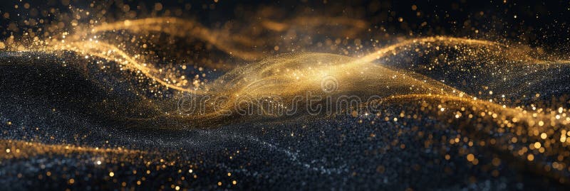 Golden Wave of Dust on a Black Background Stock Image - Image of ...