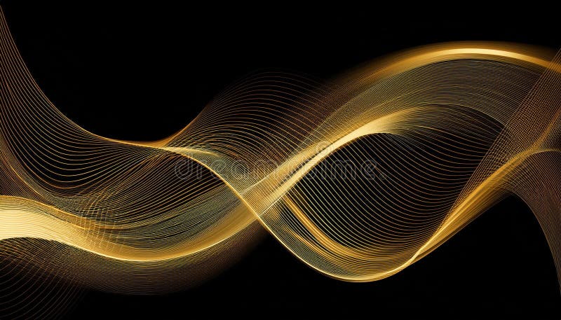 Stunning Vector Abstract Art Gold Yellow Wave Line Pattern Radiates ...