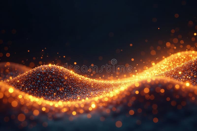 Golden Wave Pattern, Glowing Particles, Dark Backdrop , Dynamic ...
