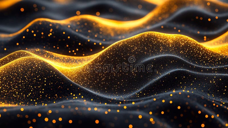 Golden Wave Pattern with Shimmer on a Dark Bokeh Background. Generative ...