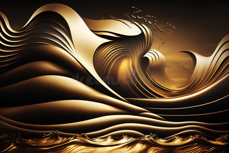 Golden Waves Background stock illustration. Illustration of floral ...