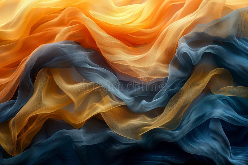 Golden Waves: Close-Up of Intricately Folded Gradient Fabric Stock ...