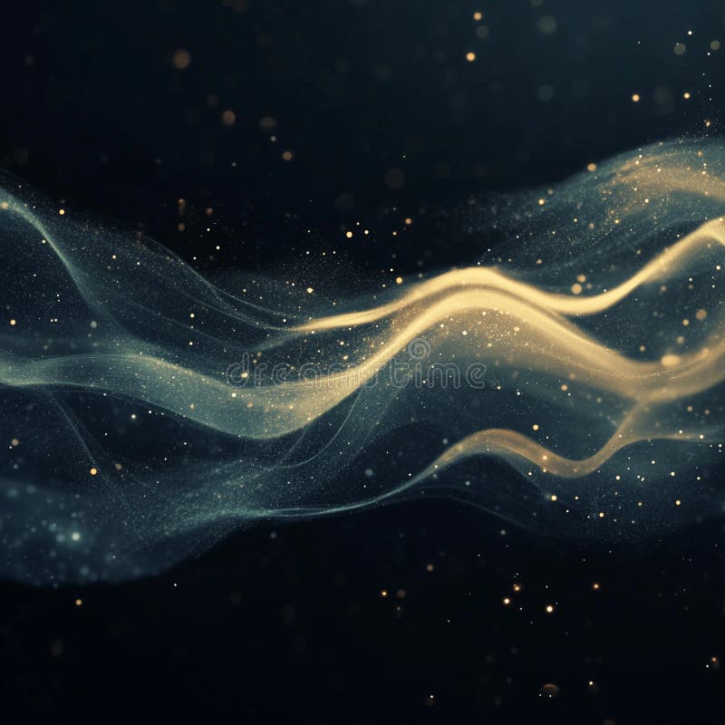 Golden Waves of Light Dance through a Dark Background, Creating an ...