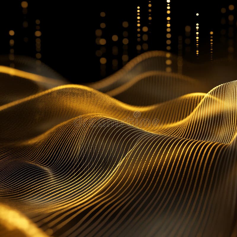 Golden Waves and Lines, an Abstract Visualization in Futuristic Digital ...