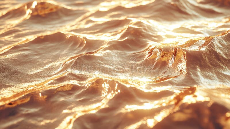 Golden Waves of Liquid Light Reflecting Sunlight Stock Illustration ...