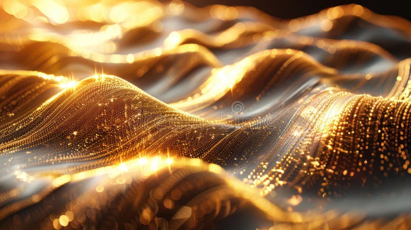 Golden Waves - Abstract Background Design with Shimmering Gold Waves on ...