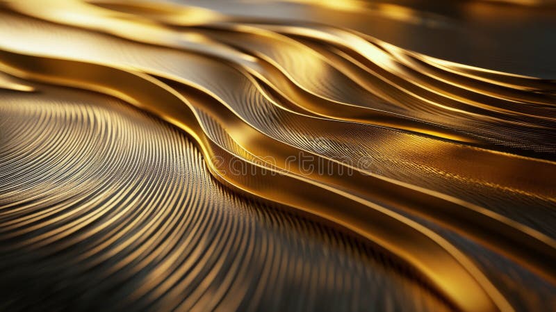 Golden Waves of Patterned Texture Flowing Seamlessly Across a Dark ...