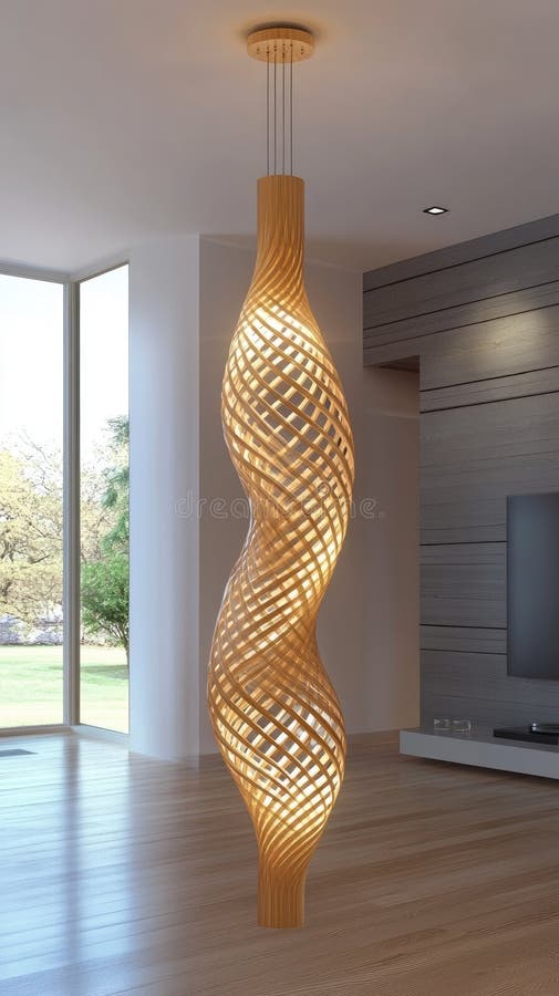 Golden Wavy Ceiling Light Hangs Over a Stylish Dining Table, Enhancing ...