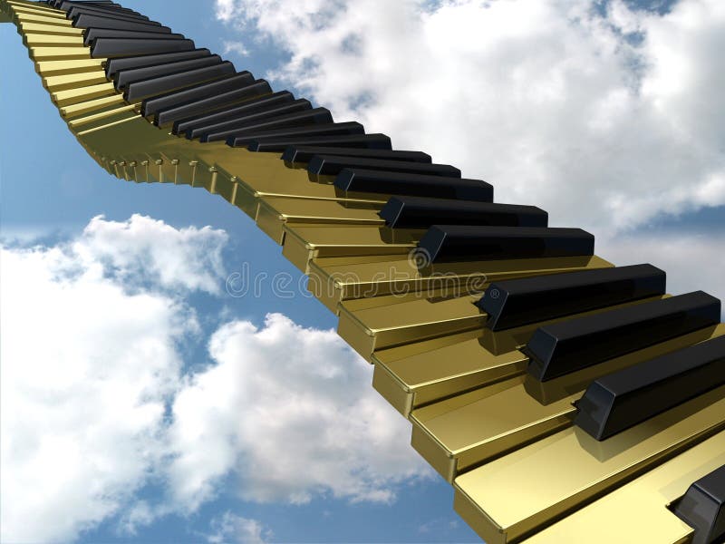 Golden wavy keyboard stock illustration. Illustration of organ - 504013
