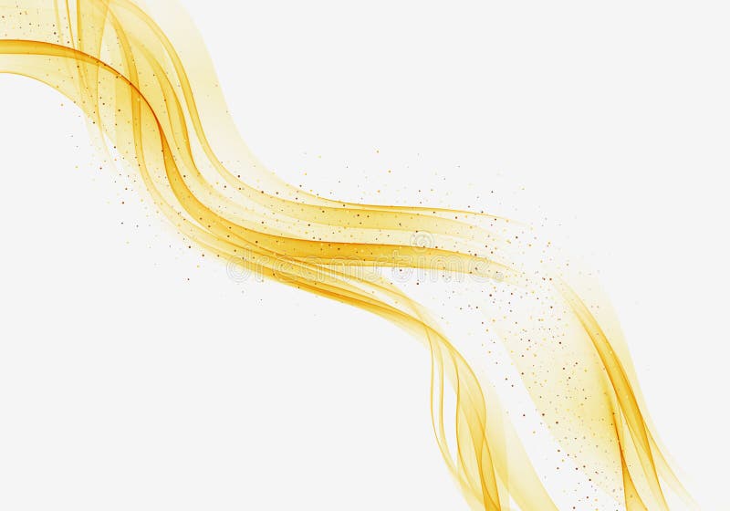 Golden Wavy Lines Smoky Wave Golden Flow Stock Vector - Illustration of ...
