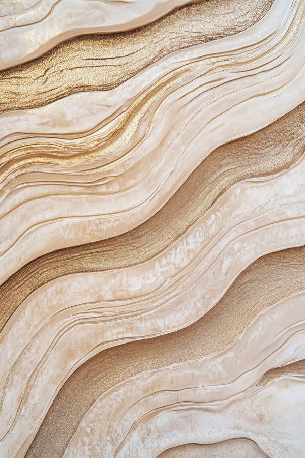 Golden Wavy Pattern Texture with Natural Organic Sculpted Layers in ...