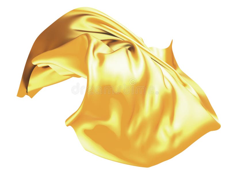 Golden Wavy Silk Satin Cloth Flying Stock Image - Image of dynamic ...