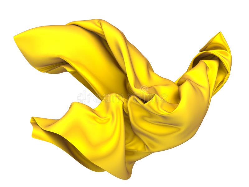 Golden Wavy Silk Satin Cloth Flying Stock Illustration - Illustration ...