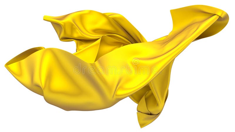 Golden Wavy Silk Satin Cloth Flying Stock Illustration - Illustration ...