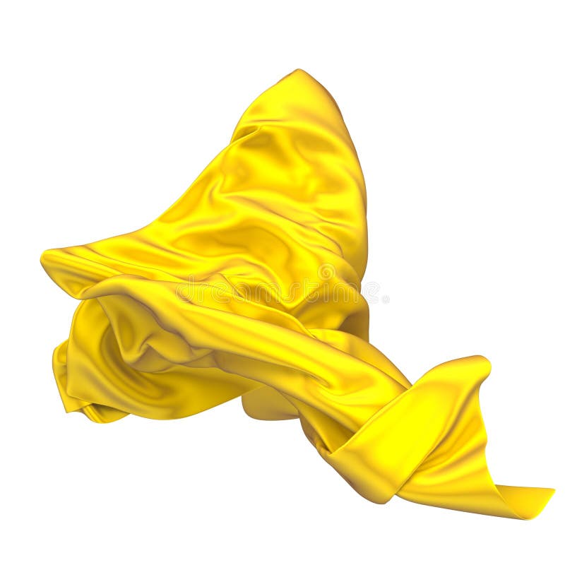 Golden Wavy Silk Satin Cloth Flying Stock Illustration - Illustration ...