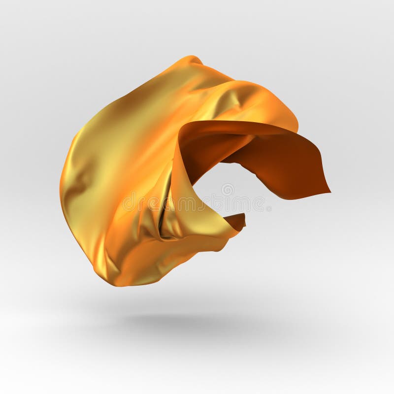 Golden Wavy Silk Satin Cloth Flying. Design Element Stock Illustration ...