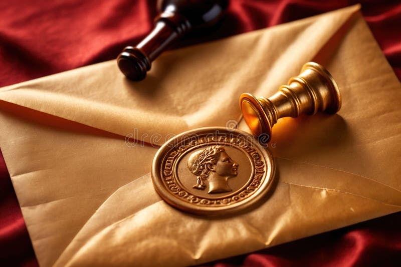 Golden Wax Seal on Envelope Stock Illustration - Illustration of ...