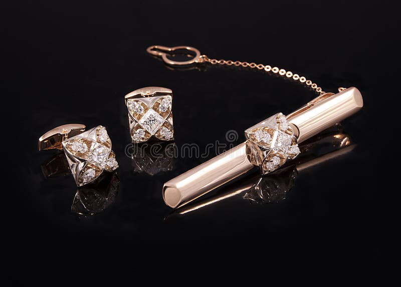 Golden Wedding Accessories with Brilliant Stock Image - Image of macro ...