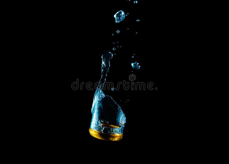 Golden Wedding Ring Falling into the Water in the Bubbles Stock Image ...