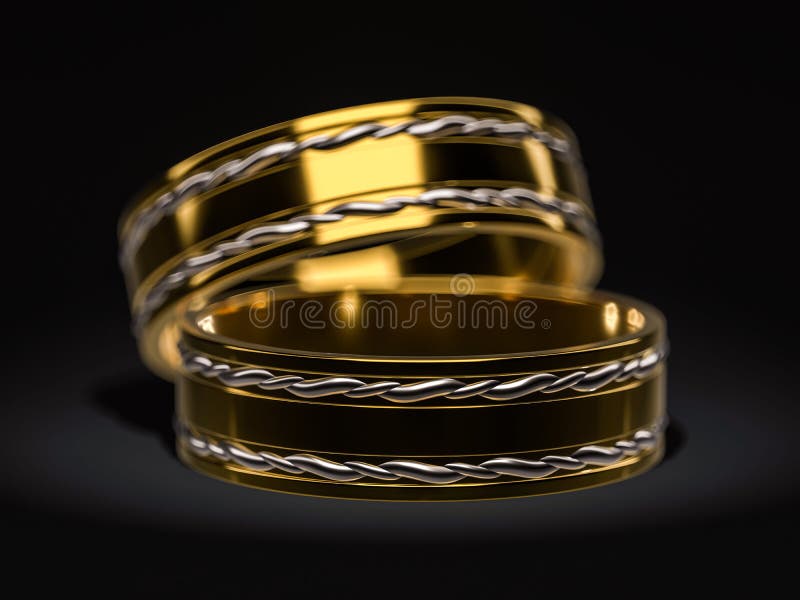 Golden Wedding Ring Isolated, Wedding Rings Background Concept. 3D ...