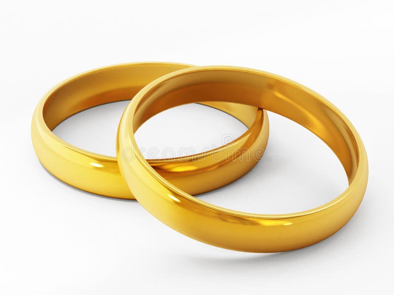 Golden Wedding Rings. 3D Illustration Stock Illustration - Illustration ...