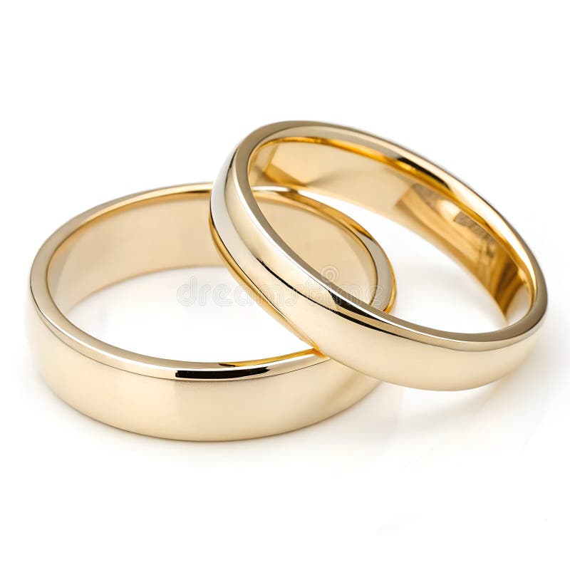 Golden Wedding Rings Isolated on White Background Stock Illustration ...