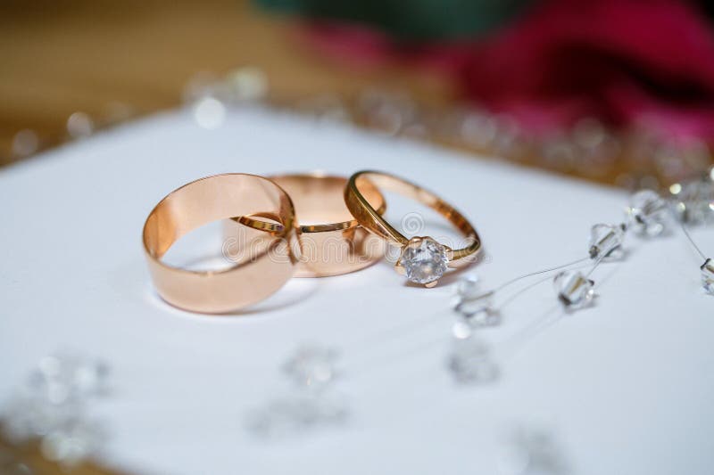 Golden wedding rings for stock photo. Image of marriage - 348638312