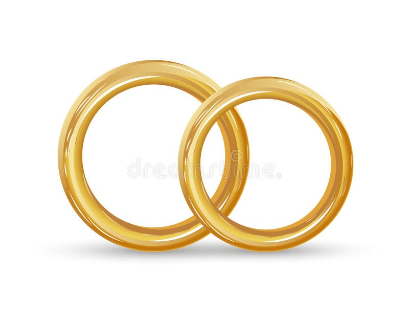 Golden Wedding Rings on a White Background. Luxury Icon, Design for ...