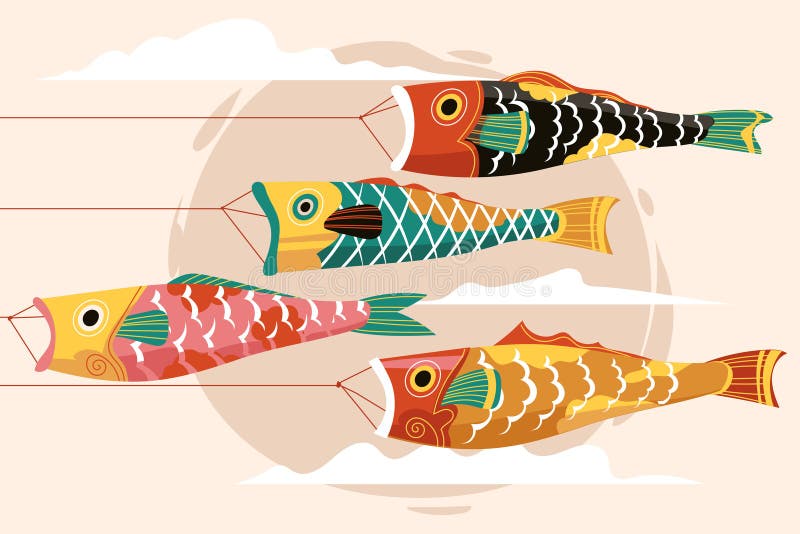 Japanese Golden Week Holiday with Koinobori Carp Streamers on Sky Stock ...