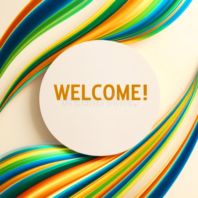 Golden "Welcome" Text on a Light Background with Elegant Swirling Multi ...