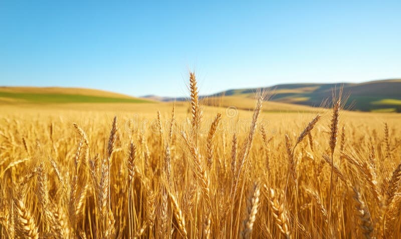 Golden Wheat Field, Rolling Landscape Stock Photo - Image of land ...