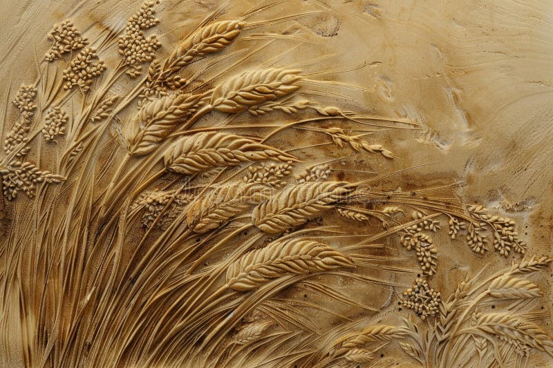 Golden Wheat and Grain Basrelief Texture Stock Image - Image of vintage ...