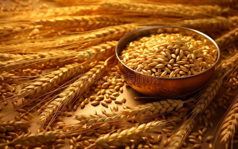 Golden Wheat Grains Galore. Generative AI Stock Illustration ...