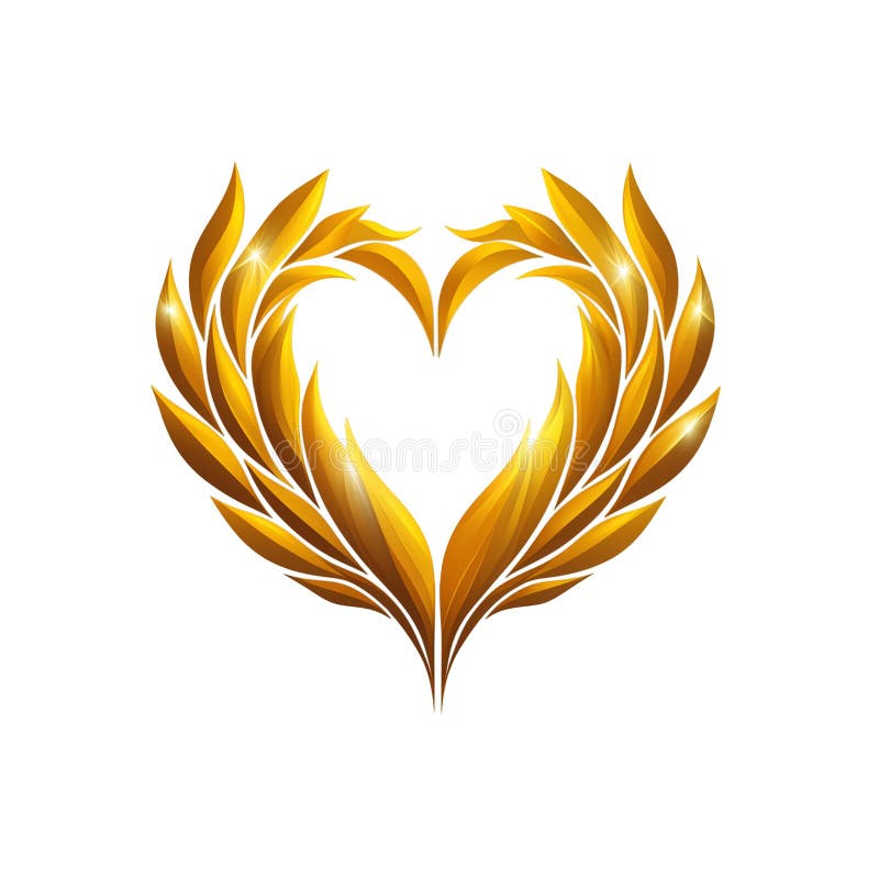 Golden Wheat Heart Symbolizing Love and Prosperity. Stock Illustration ...