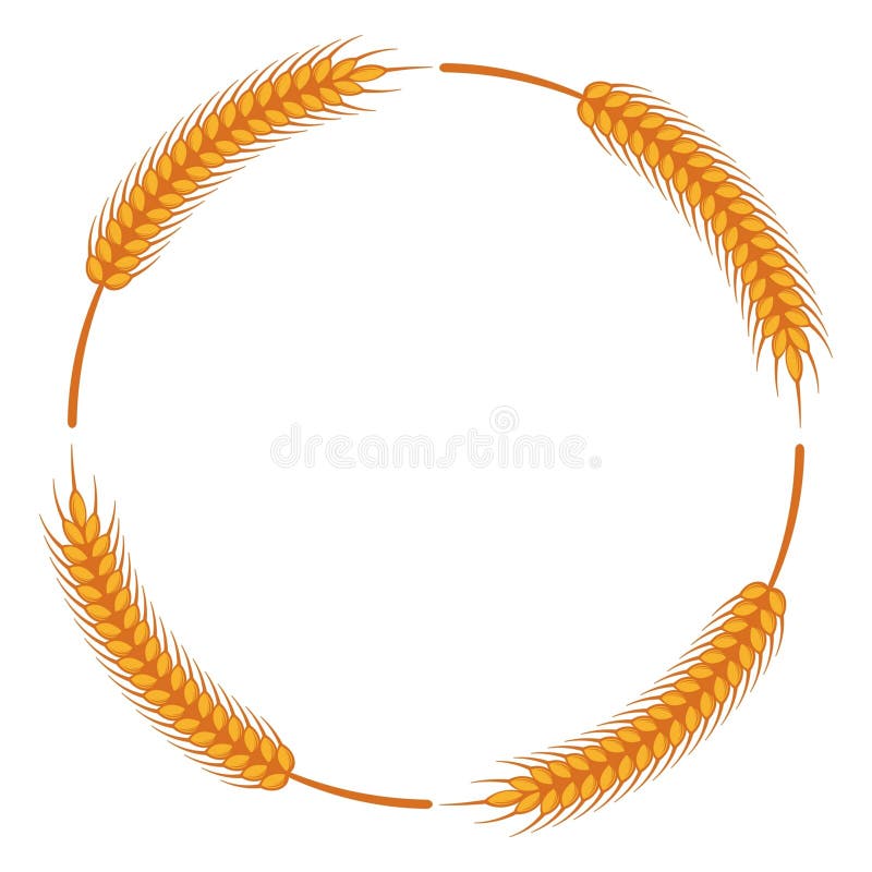 4 Wheat Stalks that Form a Circle Frame Stock Vector - Illustration of ...