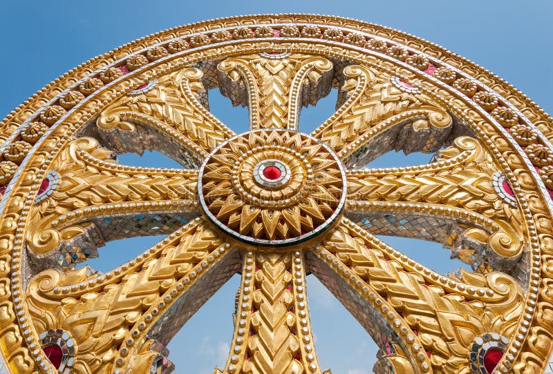 Golden wheel statue stock image. Image of craft, icon - 41061767