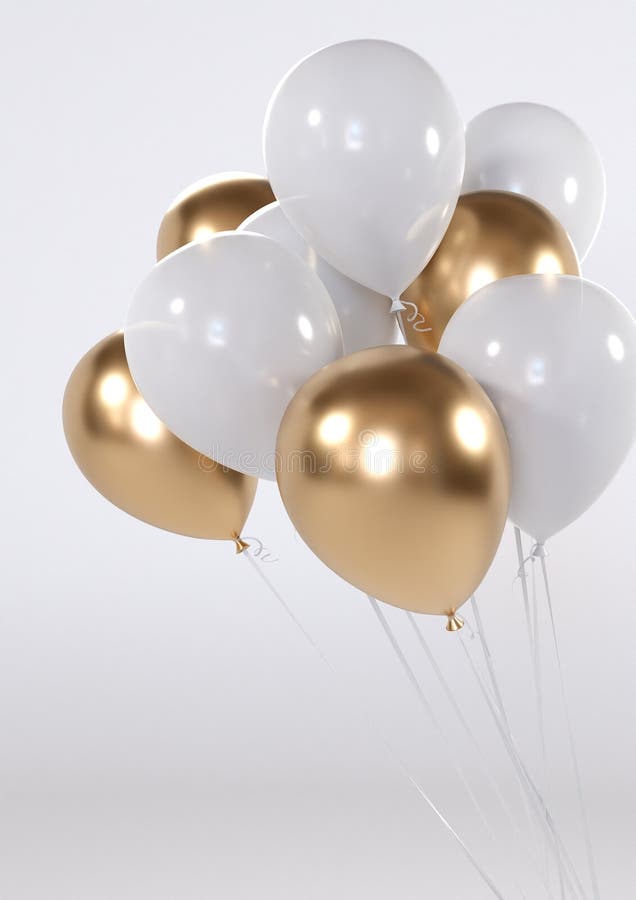 Golden and White Balloons Celebration Background Stock Illustration ...