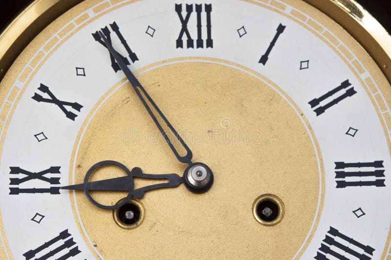 Golden and White Clock in Front Stock Image - Image of dial, analog ...