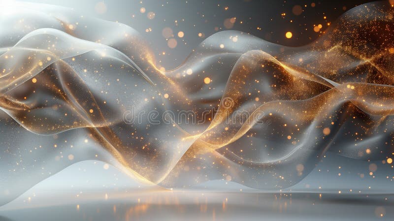 Golden and White, Flowing, Fabric-like Waves Interspersed with ...