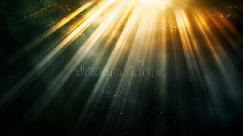 Golden and White Rays of Light Radiate from a Bright Source at the Top ...