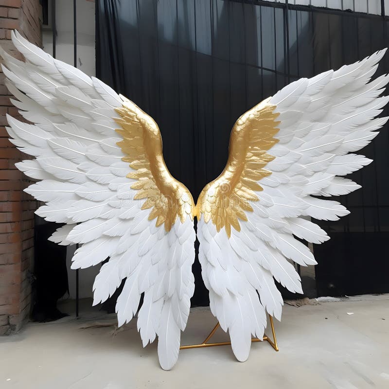 Golden and White Wing on Interesting Background Stock Illustration ...