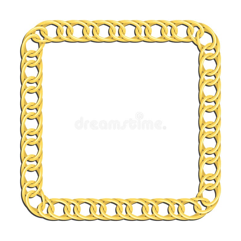 Golden Wide Square Chain Frames for Decorative Headers. Gold Metal ...