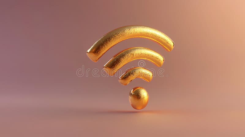 Golden Wifi Symbol Representing Wireless Network Connection Stock ...