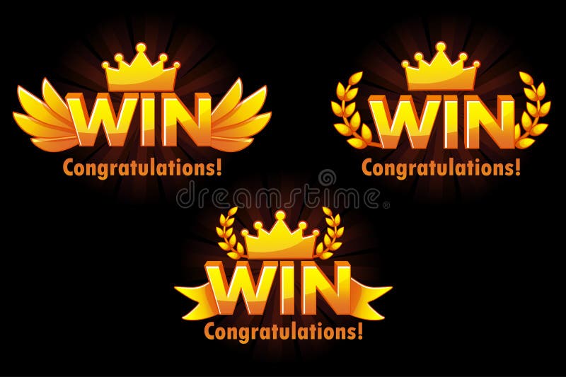 Golden WIN. Vector Versions Isolated Logo Win for Developing 2D Games ...