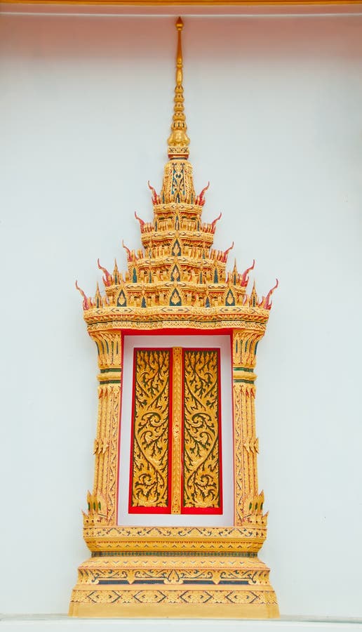 Golden Window Buddhist Temple Stock Photo - Image of handicraft, design ...