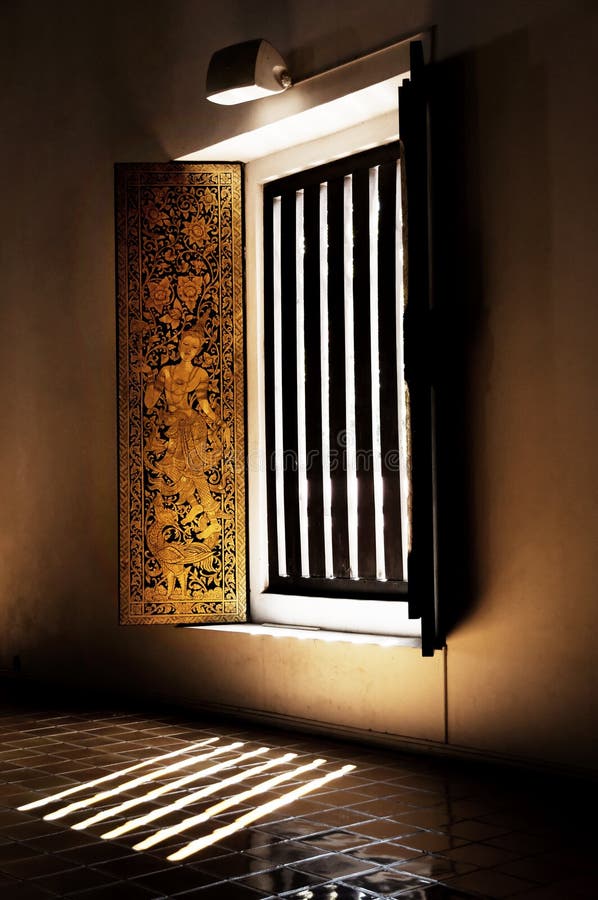 Golden Window at Sunset Time Background Stock Image - Image of interior ...